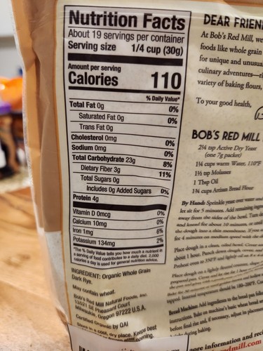 Stone Ground Organic Dark Rye Flour - 20oz Pack Of Nutritious Baking | eBay