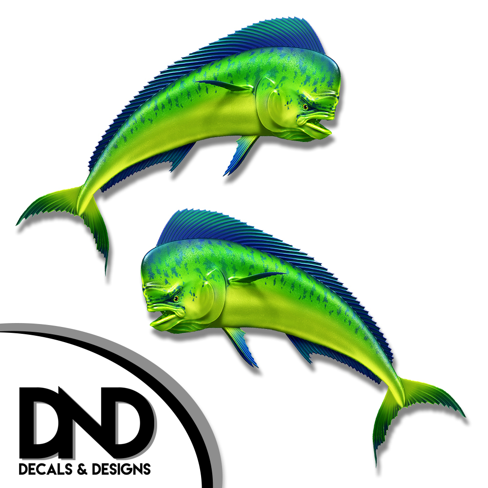 Mahi Mahi - Fish Decal Fishing Hunting Bumper Sticker "5in SET" F-0350 ...