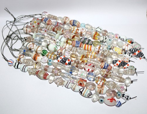 10 Strand Lamp work Glass Beads White Fancy Beads Jewelry crafts & art ...