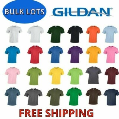 Bulk Lot Gildan Men Heavy Cotton Plain Short Sleeves T-Shirt 5000 (Pack ...