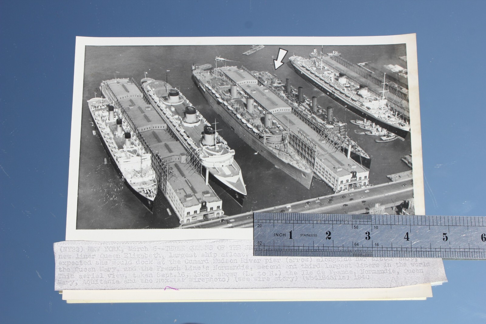 CUNARD WHITE STAR LINE QUEEN MARY SS NORMANDIE NYC FINE PRESS PHOTO C ...