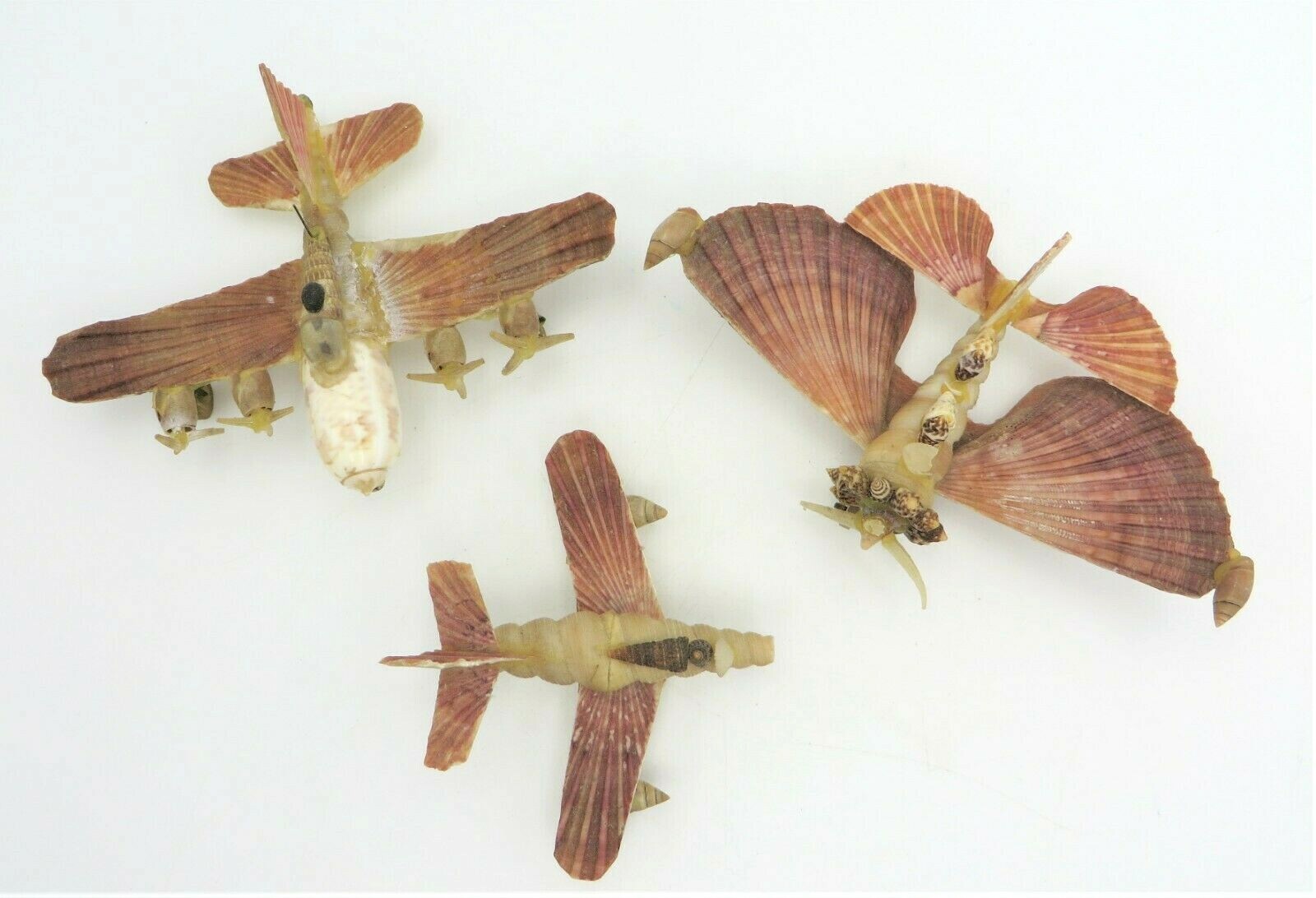 3 Vintage Handmade Mini Seashell War Airplanes Boeing B17G Sabre F-86 ...