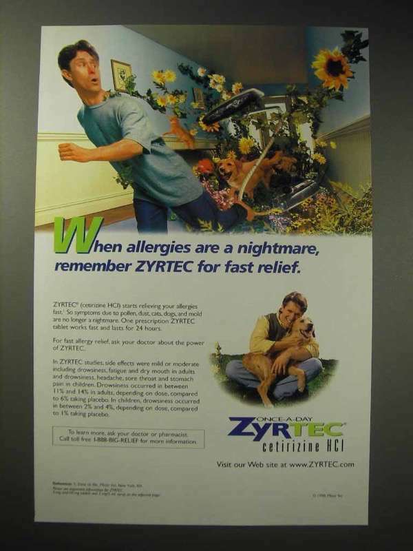 1998 Pfizer Zyrtec Ad - When Allergies Are a Nightmare | eBay