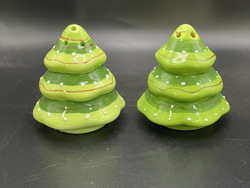 Christmas Tree salt and Pepper Shakers Green Multicolor 3” Holiday | eBay