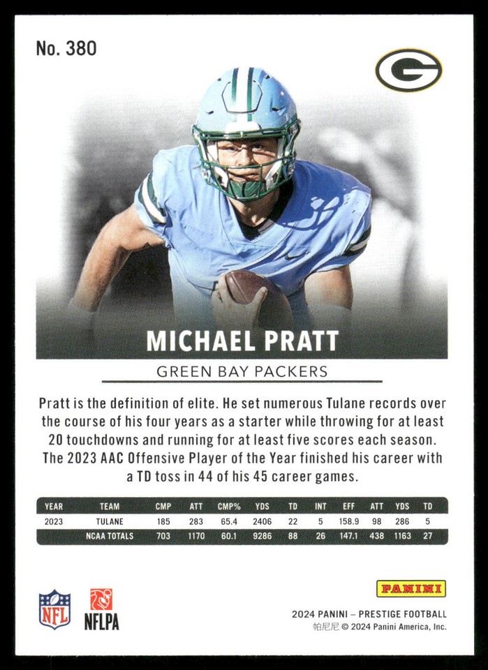 Michael Pratt 2024 Panini Prestige #380 Green Bay Packers Football Card ...