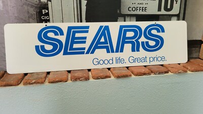 Sears aluminum display sign 6" x 24" | eBay