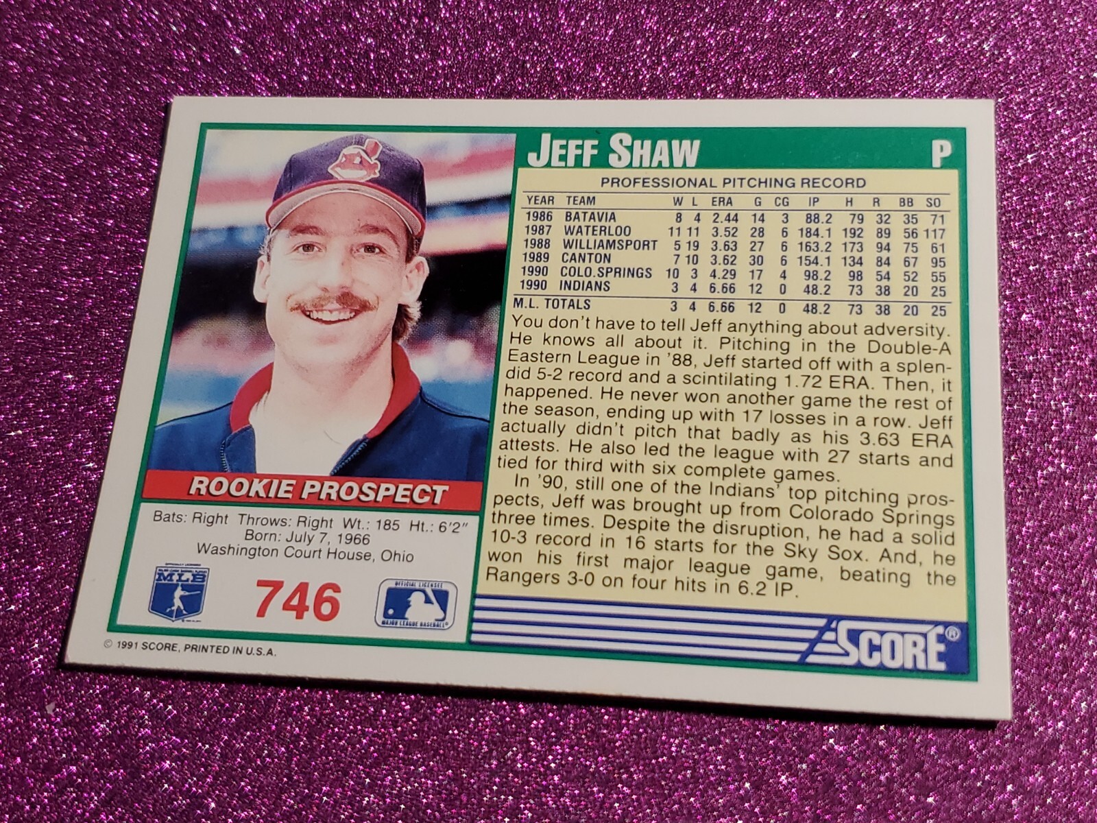 1991 Score Jeff Shaw Rookie Cleveland Indians #746 | eBay