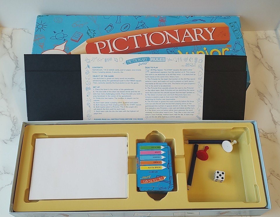 VINTAGE Pictionary Junior COMPLETE 1999 Classic Drawing Board Game ...