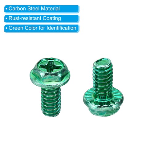 50pcs 8-32 x 5/16" Ground Screws Green Electrical Grounding Screw Hex ...