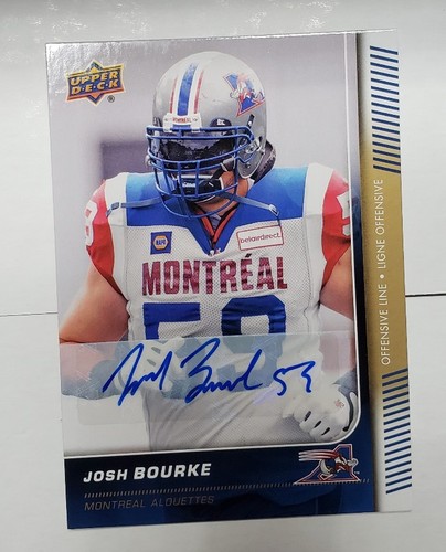 2015 Upper Deck Cfl Signatures #98 Josh Bourke | eBay