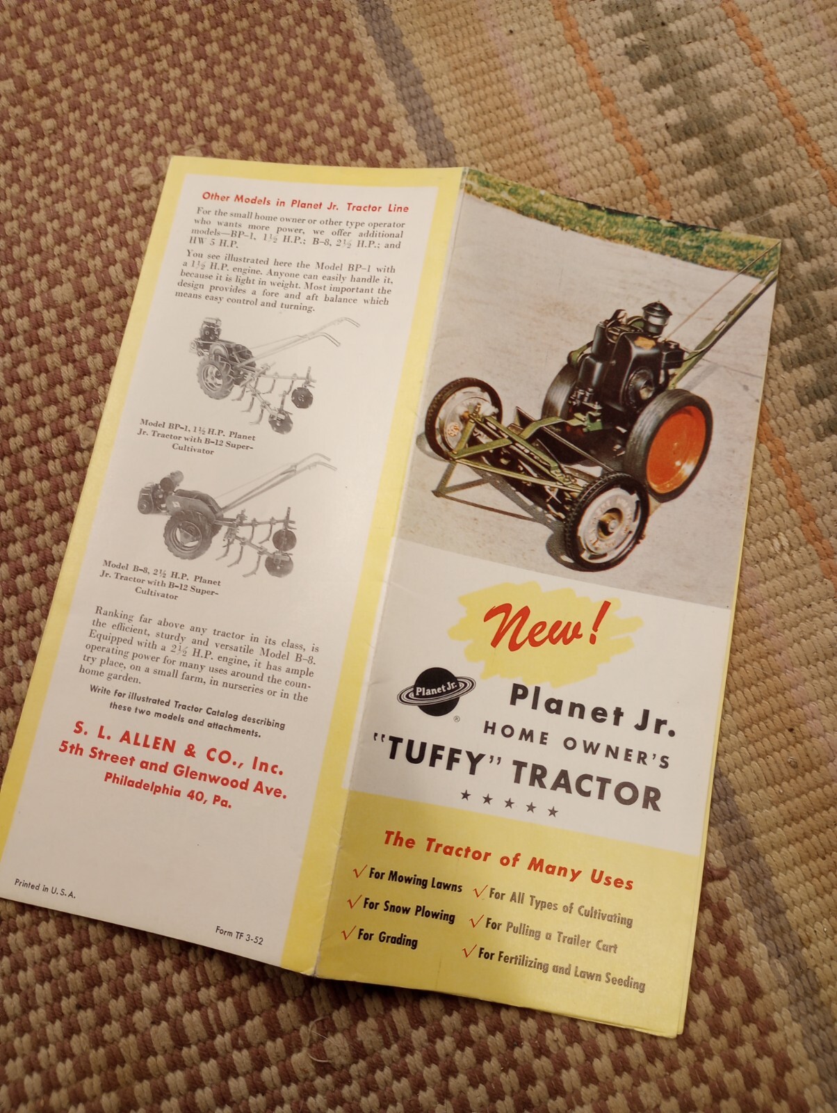 Planet Jr Tuffy Tractor Large Brochure Catalog With Accessories ...