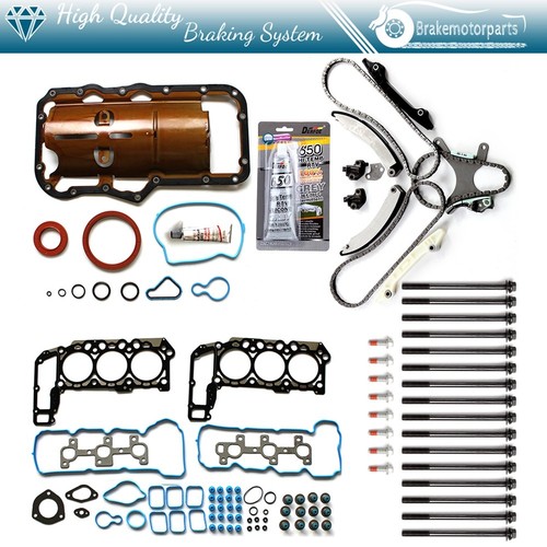 Fits 08-09 Jeep Commander 3.7L Full Gasket Set Bolts Timing Chain Kit w ...