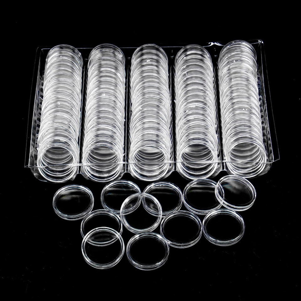 100 Pack 25Mm Coin Capsule, Clear round Plastic Coin Container Capsule ...