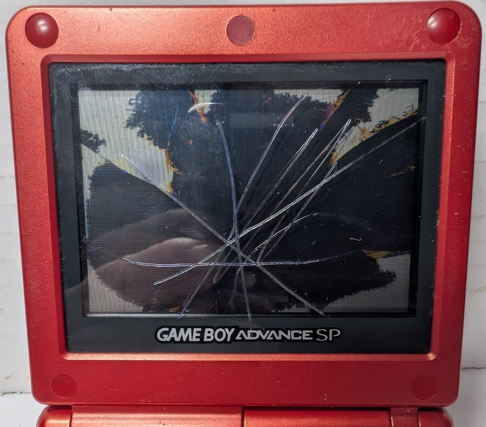 BROKE NINTENDO RED GAME BOY ADVANCE SP AGS-001 (CRACKED SCREEN READ ...