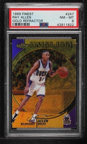 1999-00 Topps Finest Finest Edge Gold Refractor /100 Ray Allen #247 PSA ...