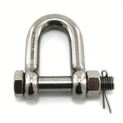 1pcs 1/2'' Stainless Steel 316 Type D shackle with lock ring Clevis ...