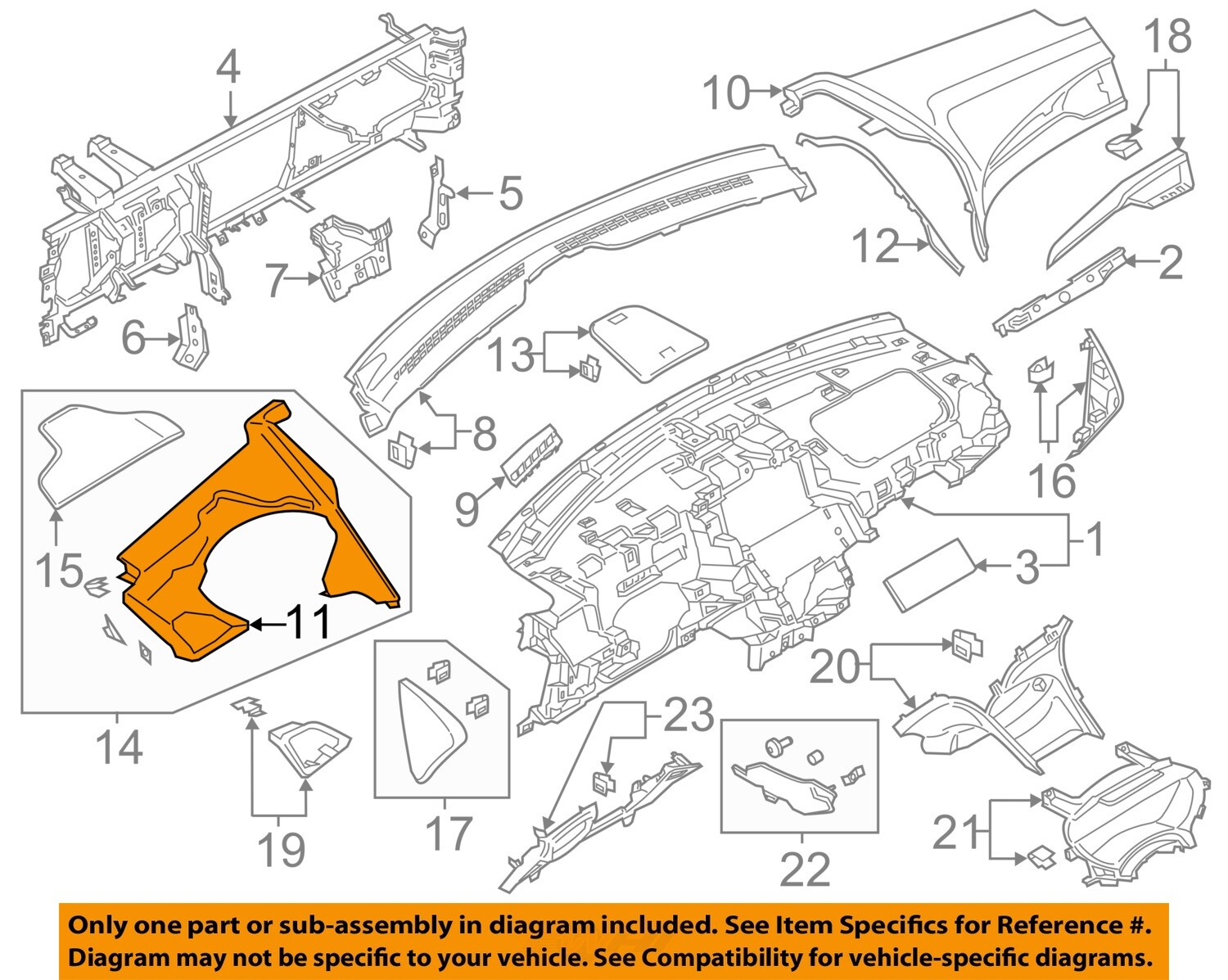 FORD OEM 13-14 MKZ Instrument Panel Instrument Panel-Top Panel ...