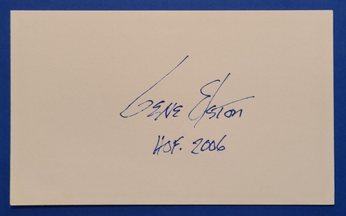 GENE ELSTON (Dec.) (HOF) Hand Signed 3 x 5 Index Card Astros Autograph ...