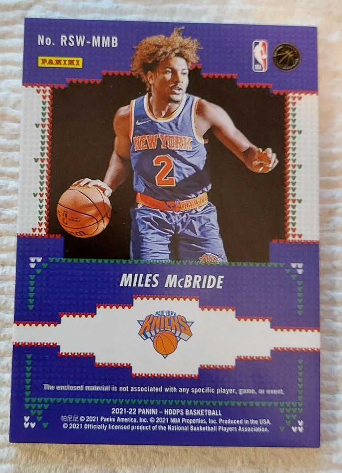 2021-22 NBA Hoops Miles McBride Rookie Sweaters Card 3 Color Patch ...
