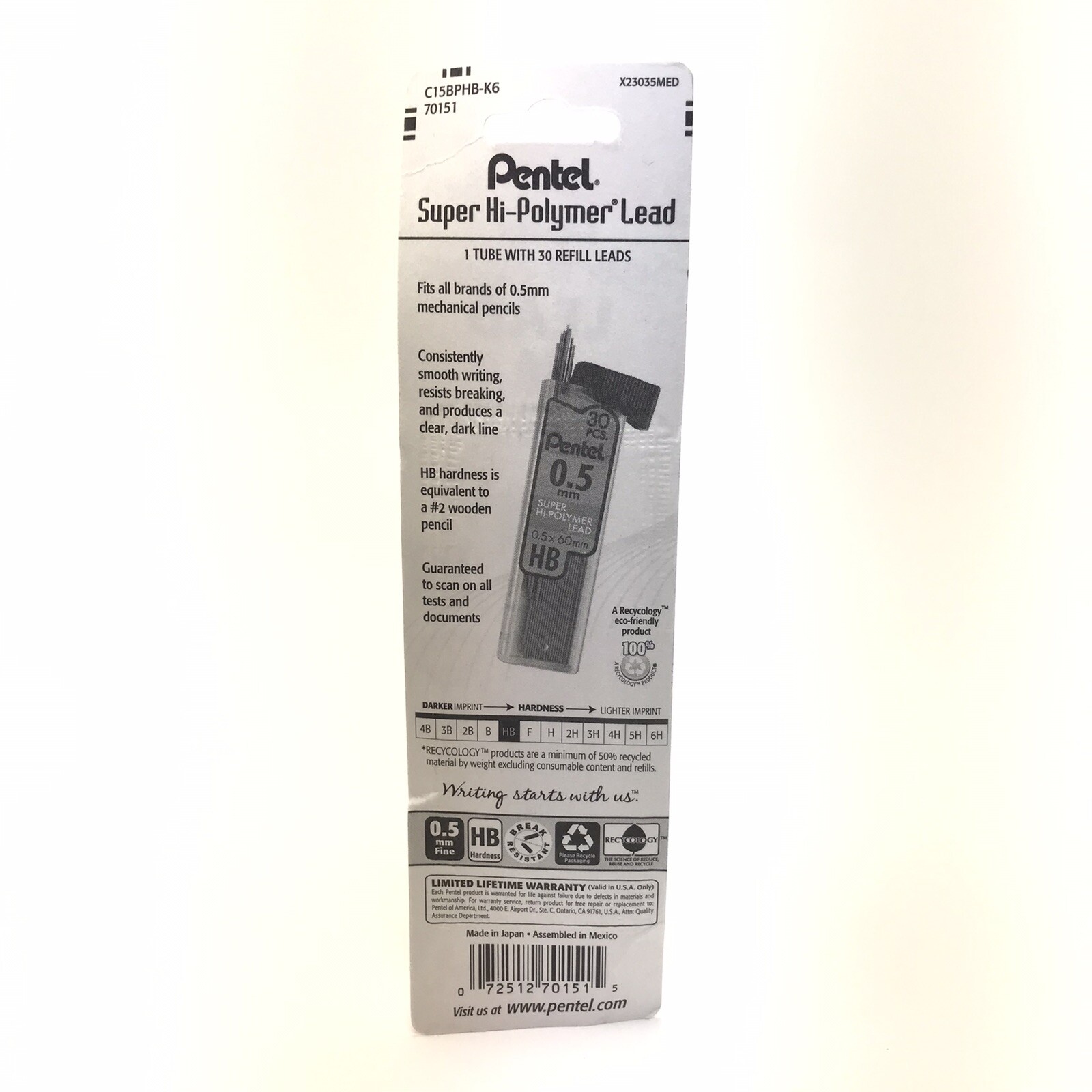 Pentel 30-pc Super Hi-Polymer .5mm Mechanical Pencil Lead Refills ...