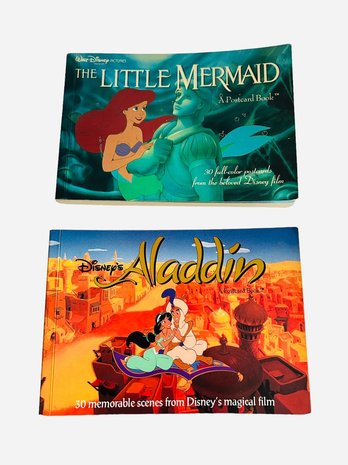 Vintage Disney The Little Mermaid and Aladdin Postcard Books 1990s Set ...