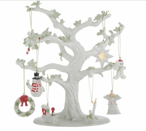 Lenox Christmas Tree & 8 Miniature Ornaments Porcelain 10.5" Star Angel ...