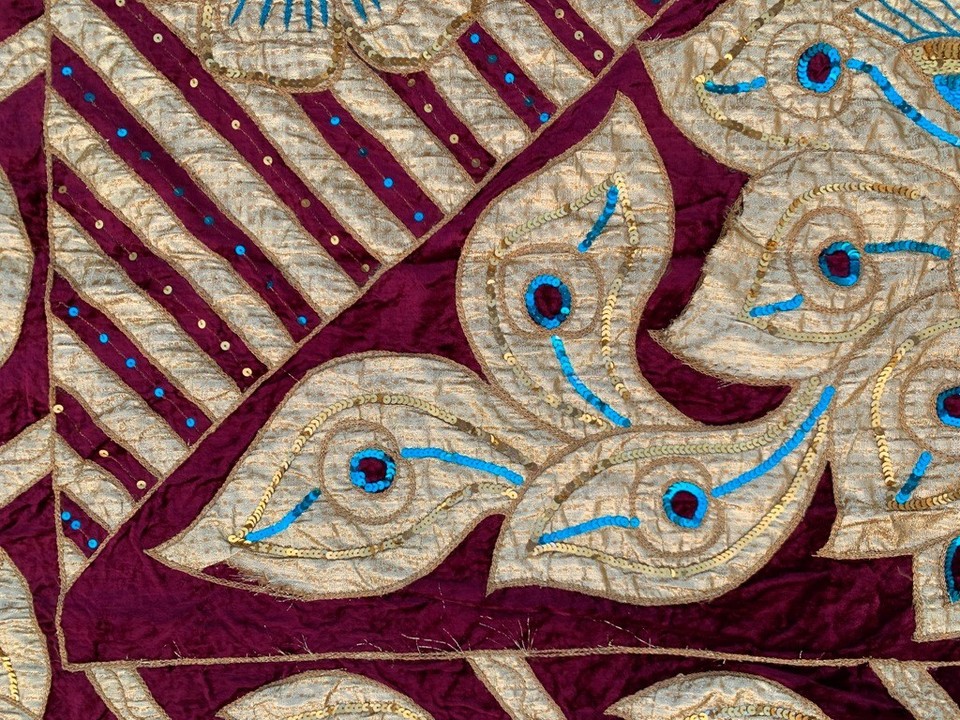 Antique Indian Hand Embroidery Tapestry Patchwork Décor Wall Hanging ...
