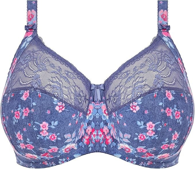Elomi Morgan UW Bra w/Underband EL4110 UK Sizes H-K Denim Floral Print ...