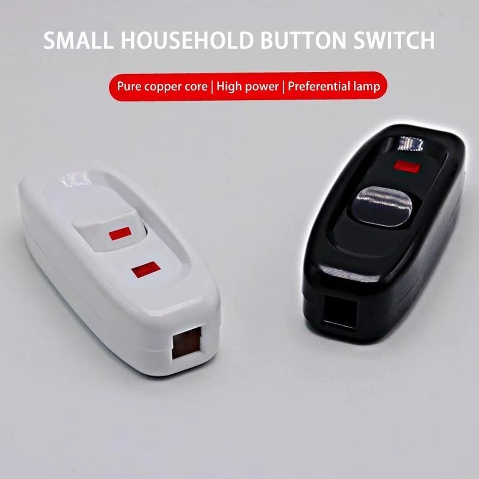 250V 10A Inline ON/OFF Button Table Lamps Desk Light Cord Cable Switch ...