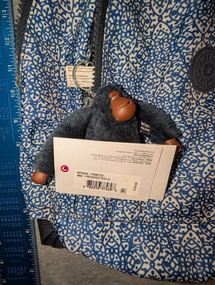 Kipling Yaretzi Small Backpack Blue White Print Nylon Travel Bag Used ...