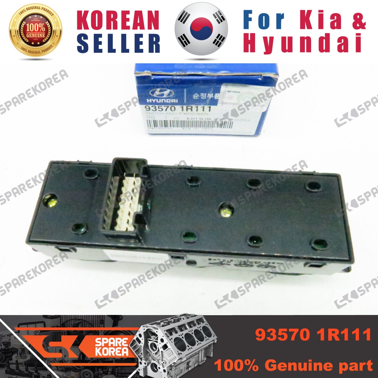Genuine/OEM 935701R111 SWITCH ASSY-P/WDO MAIN for Hyundai New Accent | eBay