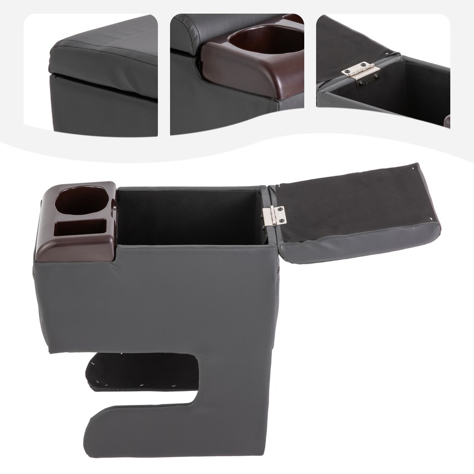 Universal Car Armrest Storage Box PU Leather Arm Rest Center Console ...