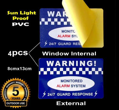 4 mix PVC Vinyl Sign Alarm Security Warning Sticker Window Internal ...