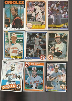 RICH DAUER LOT OF 20 ALL DIFFERENT BASEBALL CARDS ORIOLES SAN ...