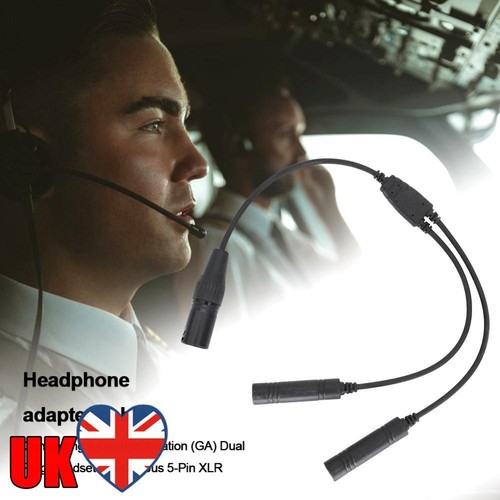 Aviation Headset Connector Portable GA Twin Plugs To 5 Pin XLR Cable ...