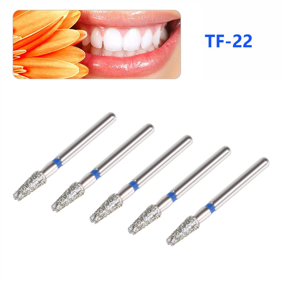 5PCS Taper Flat End Dental Diamond Burs For High Speed Handpiece ...