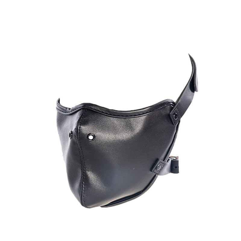 BDSM Bondage Half Face Mask with Ball Gag Open Mouth Fetish Hood ...