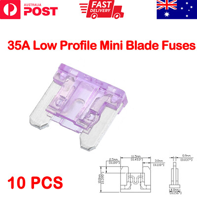 10 Pcs 35A Low Profile Mini Blade Fuses - Purple Car Truck Auto Fuses ...