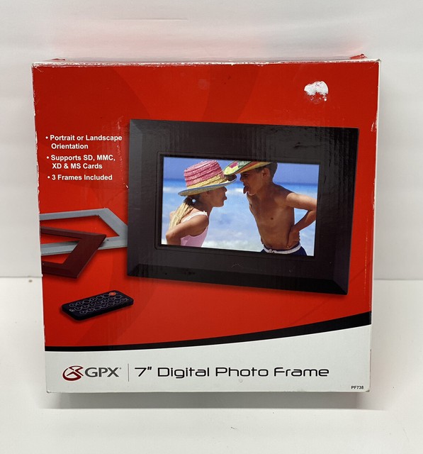 GPX PF738 Digital Photo Frame 7" 1GB Internal REMOTE CONTROL changeable ...