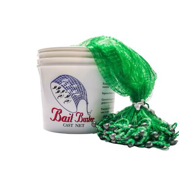 Bait Buster Professional Grade Cast Net 3/8" Sq. Mesh Green 6 FT ...