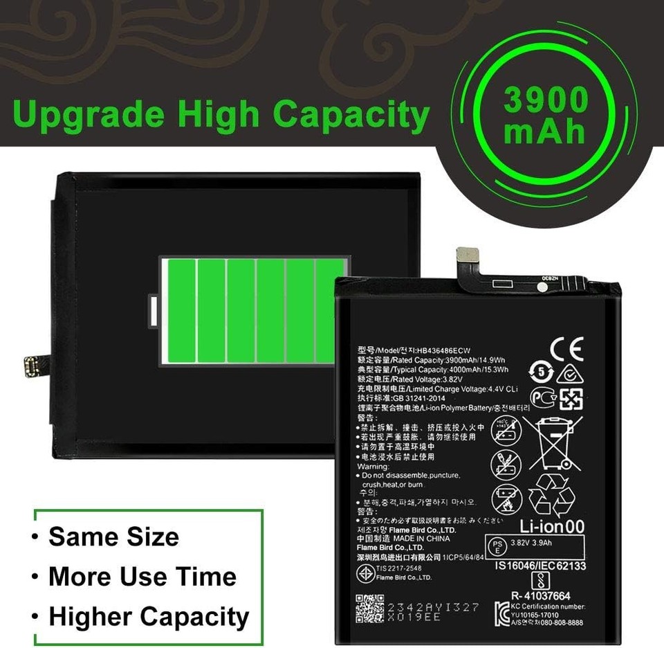 For Huawei P20 Pro Replacement Battery HB436486ECW Battery P20 Pro CLT ...
