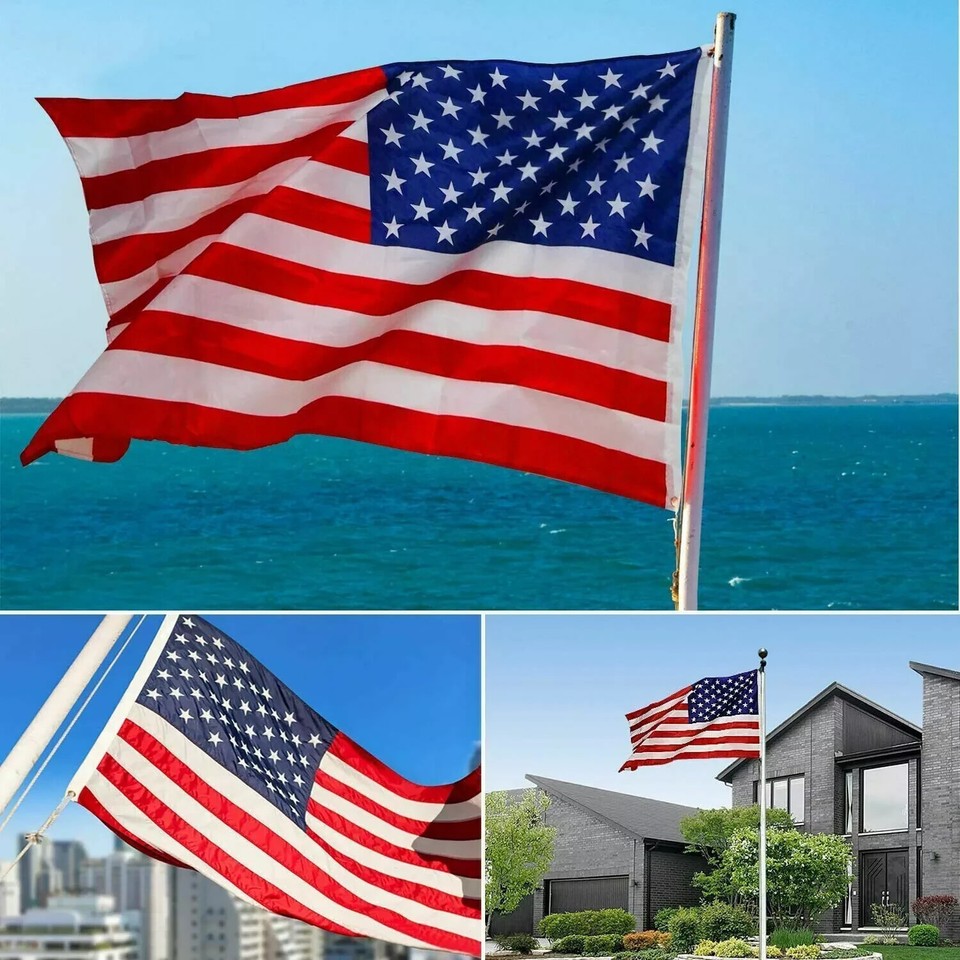 US Nylon American Flag 5x8ft Heavy Duty Extra Large Flag Stars Brass ...