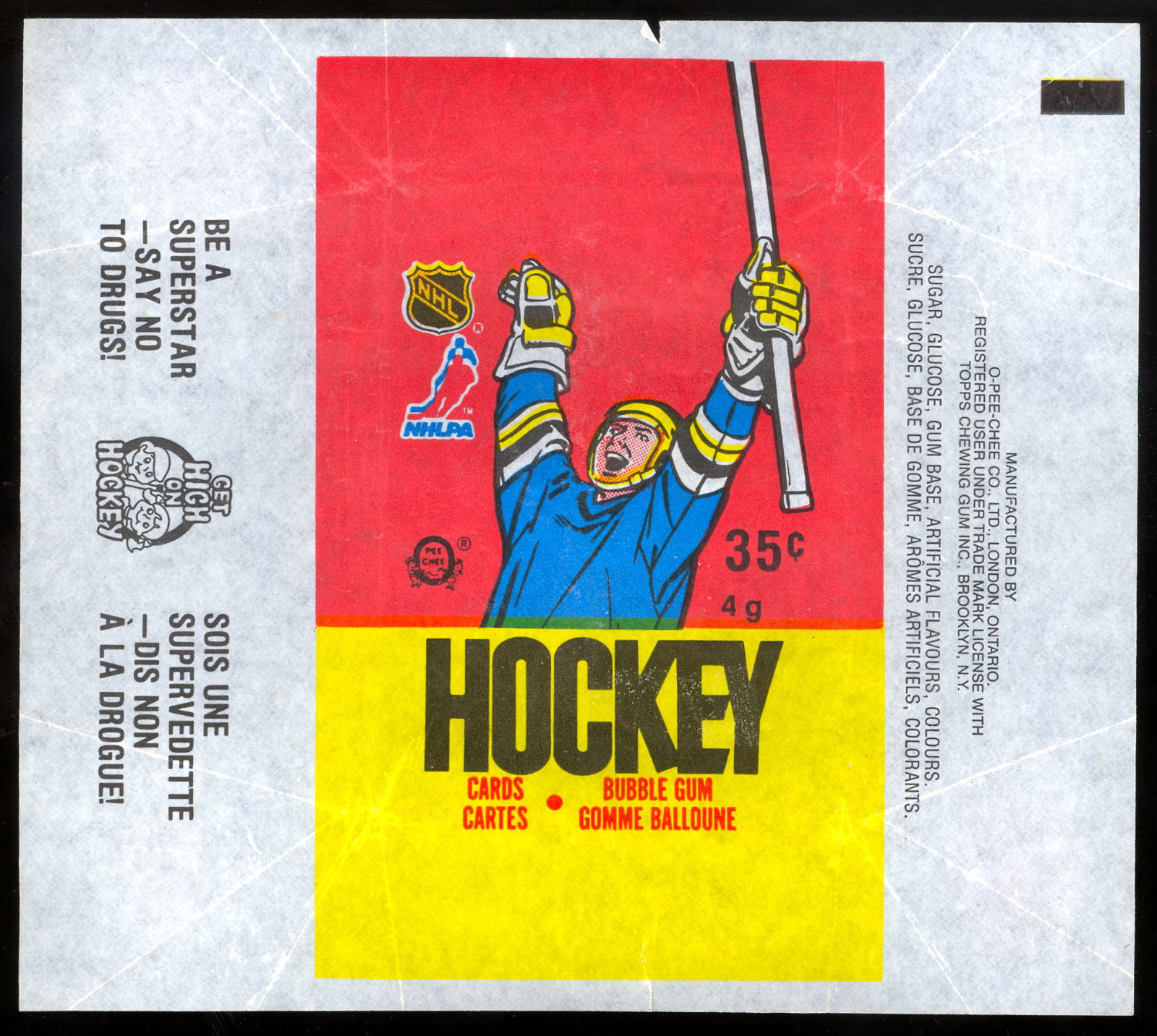 1987-88 OPC O-PEE-CHEE HOCKEY WAX PACK WRAPPER LUC ROBITAILLE ROOKIE NO ...
