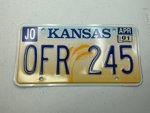 2001 Kansas Wheat License Plate Tag# OFR245 Johnson County April | eBay