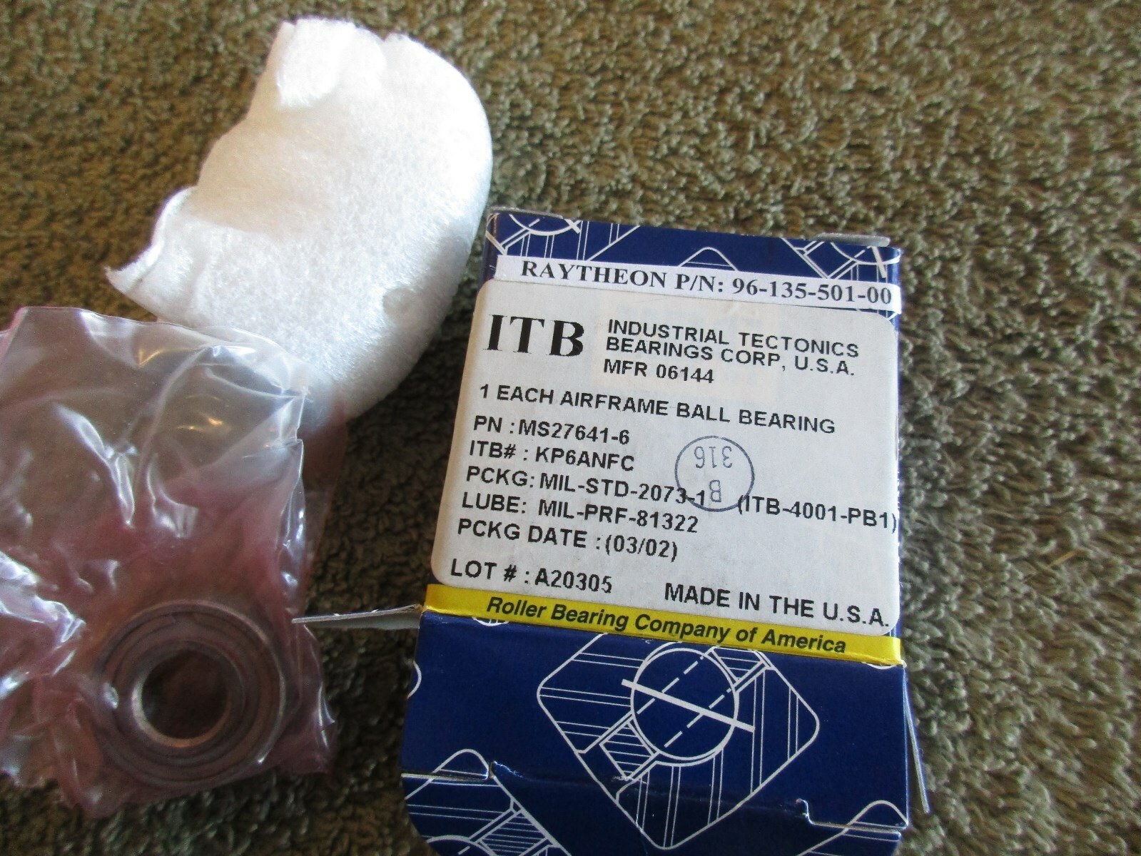 Beechcraft Aircraft Bearing, P/N MS27641-6 (New Surplus) | eBay