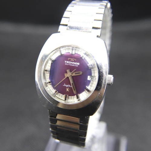 TECHNOS Jupiter Watch Used Men's Vintage 36mm Automatic Purple | eBay