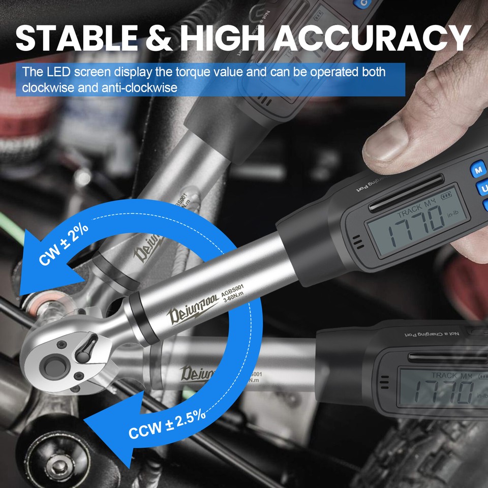 Digital Torque Wrench Adjustable Torque Wrench 3/8" Drive 3-60NM High ...