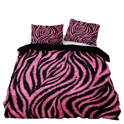 Bedding Set Pink Leopard Pattern Duvet Cover with Pillowcase Comforter ...