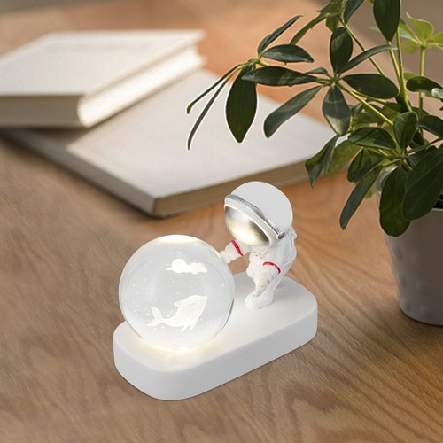 Spaceman Led Night Light Crystal Glass Natural Light Small Table Lamp ...