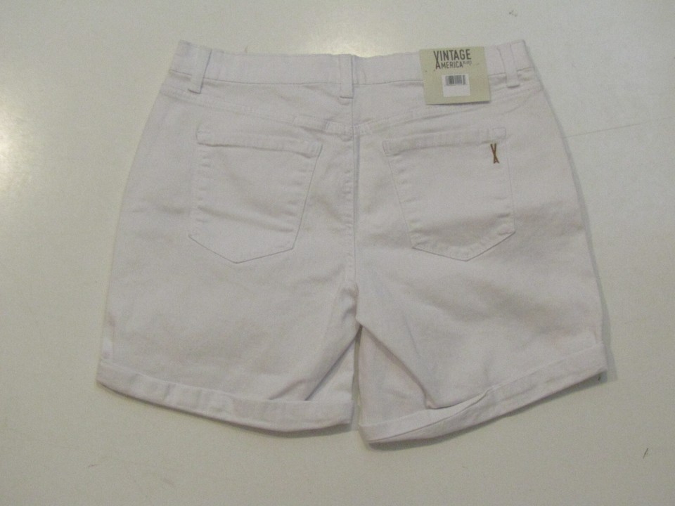 NWT Womens VINTAGE AMERICA Bestie Embroided White Cut Off Shorts Sz 14 ...